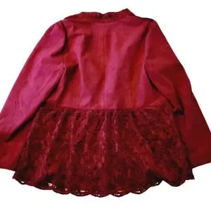 Chico's | Jackets & Coats | Chicos 2 Burgundy Faux Suede And Lace Hook ...